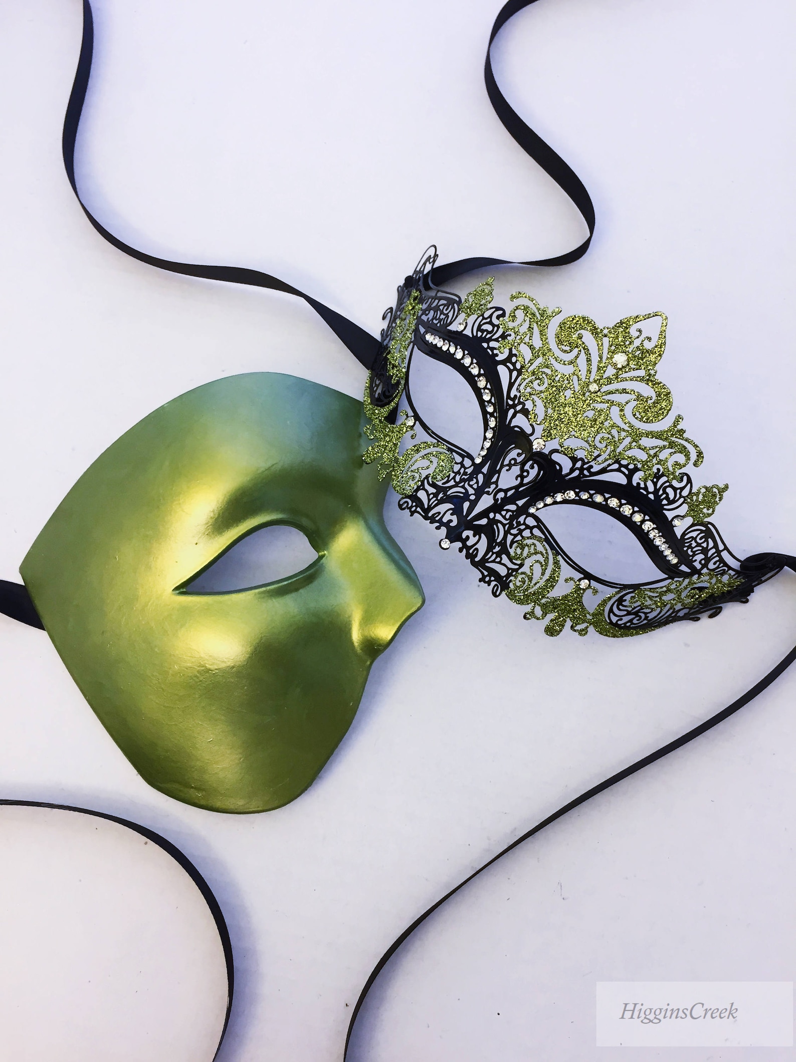 Green Couples Masquerade Masks Olive Green Theme Woman Man - Etsy