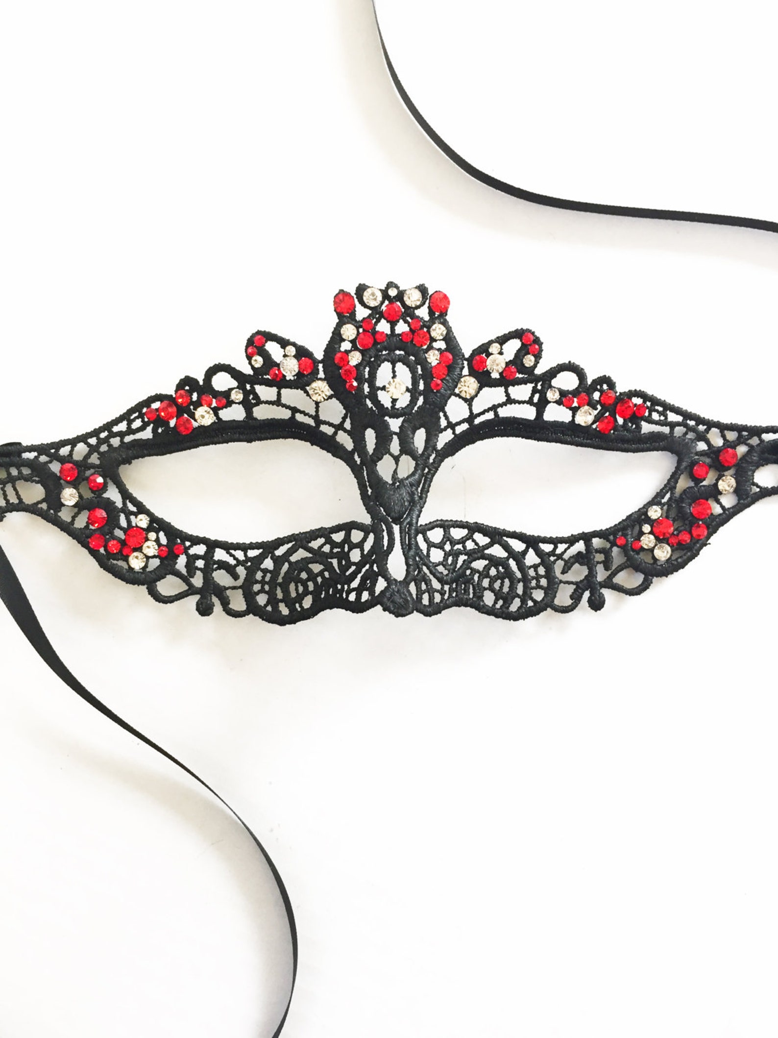 Red Ruby Jeweled Masquerade Mask, Red Dress Matching Masquerade Mask ...