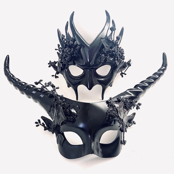 Masquerade Mask for Couples Horn - Etsy