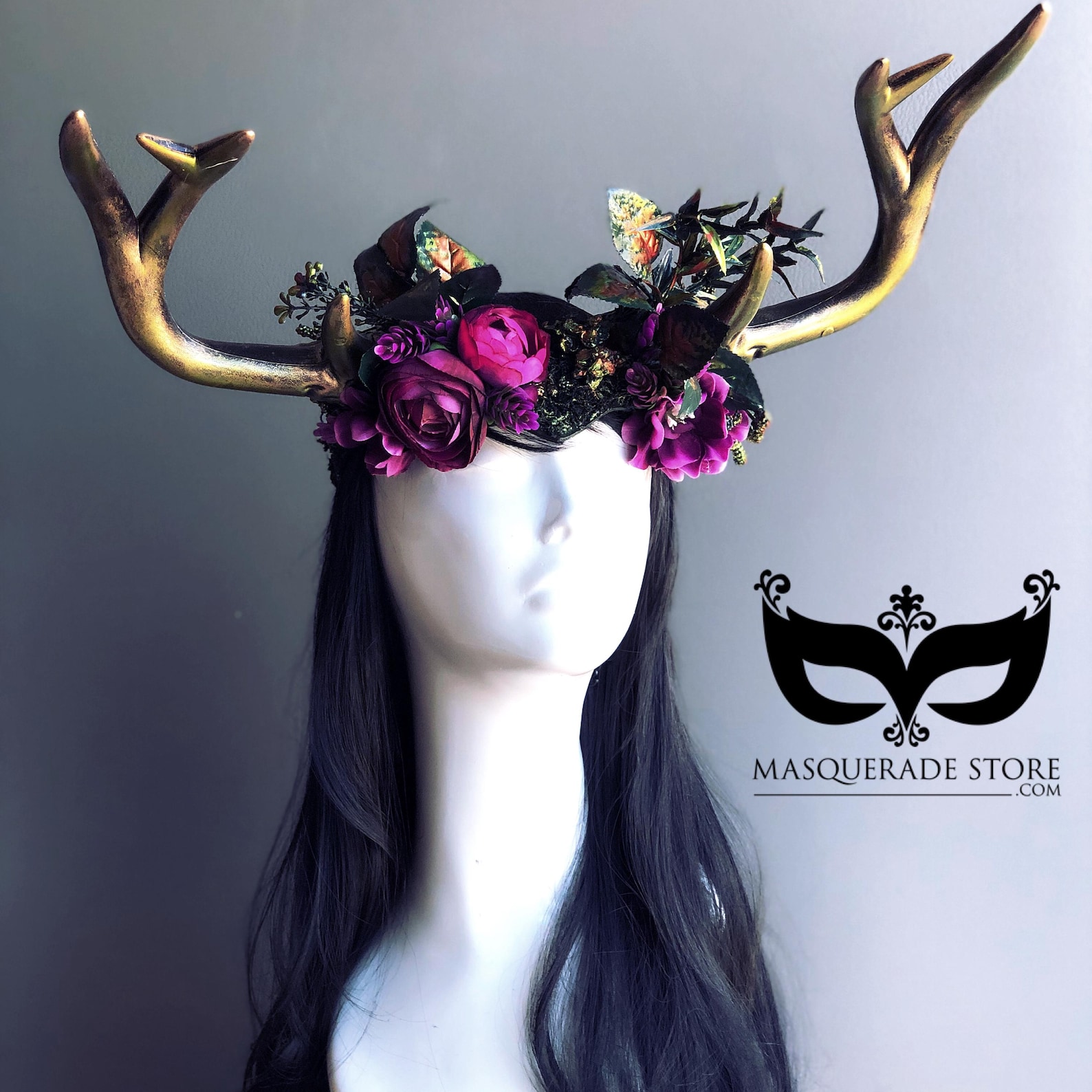 Gold Deer Antler Headdress Gold Ritual Crown Antler Headpiece L ...