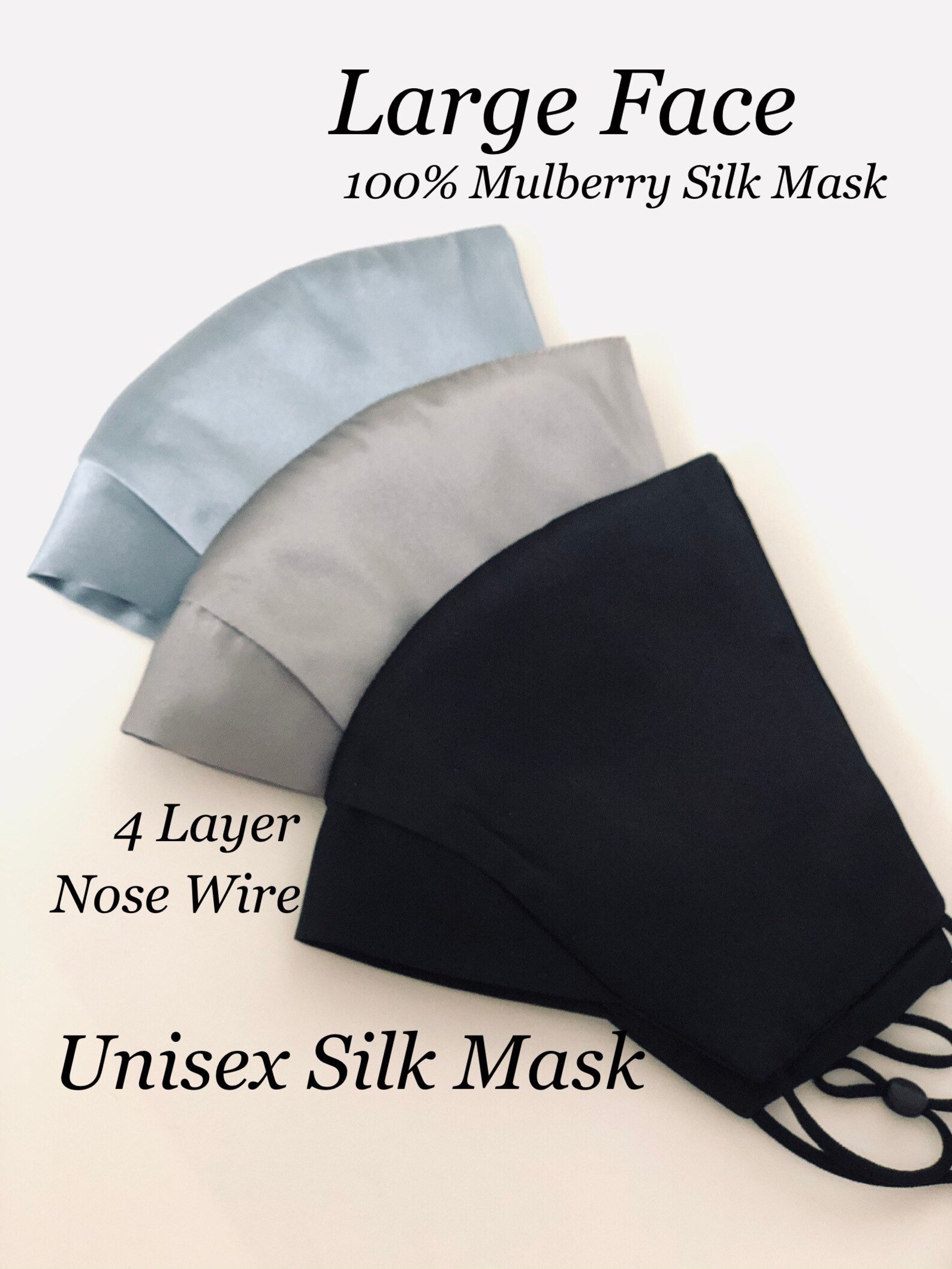 2 Pack Silk Masks Black Silk Mask 100% Mulberry Silk Women - Etsy