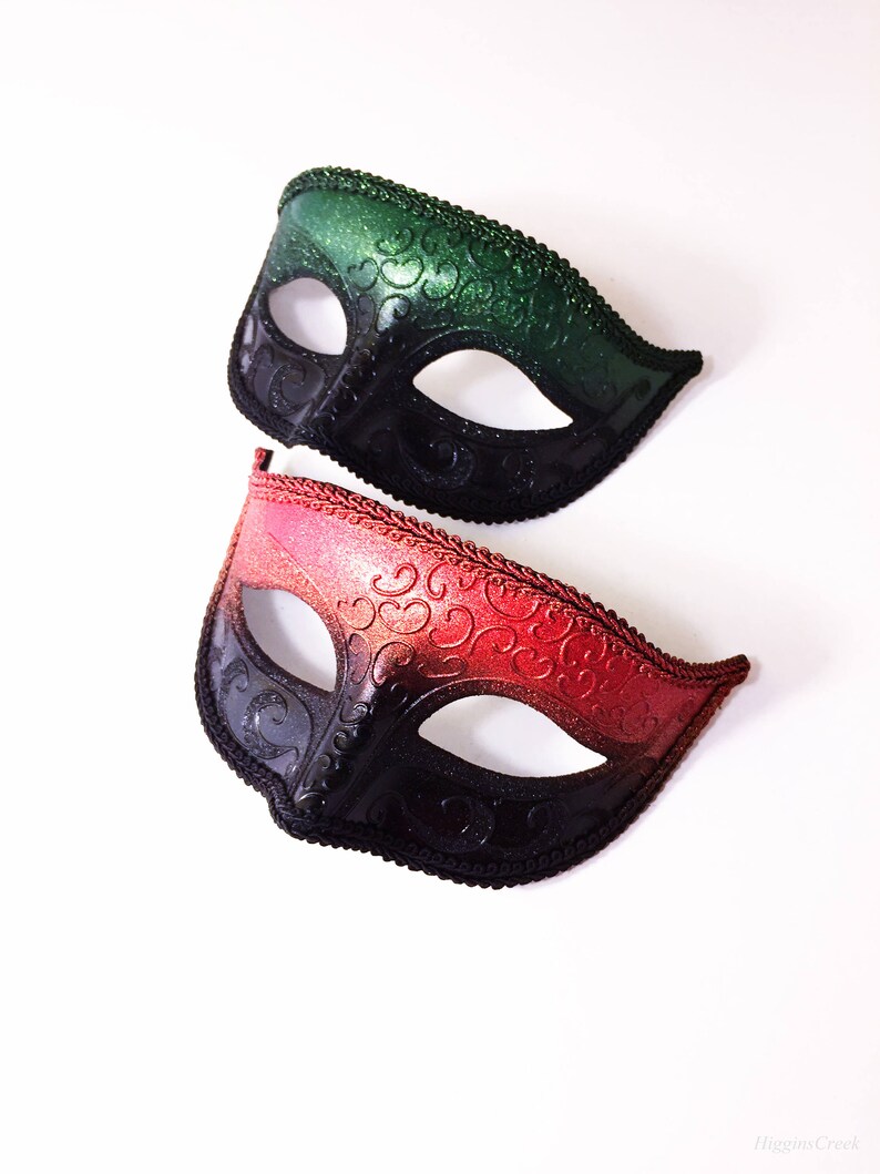 Red Green Theme Masquerade Mask for Men Christmas Party Masks - Etsy