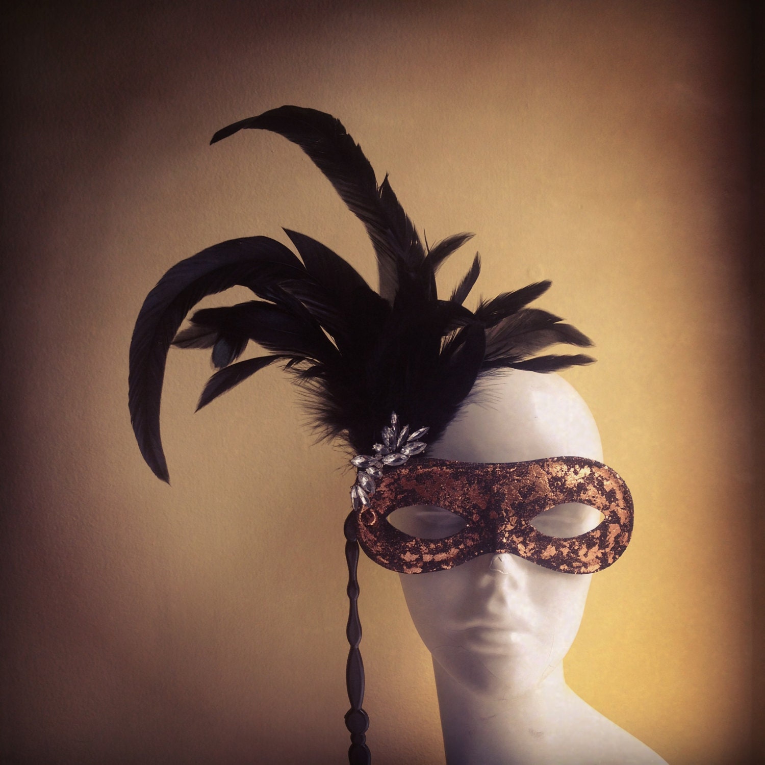 Masquerade Stick Mask Handheld Mask Gold Prom Mask Prom | Etsy