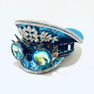 Rave Hats Captain Hats Green/black With Steampunk Goggles, Head Wear ...