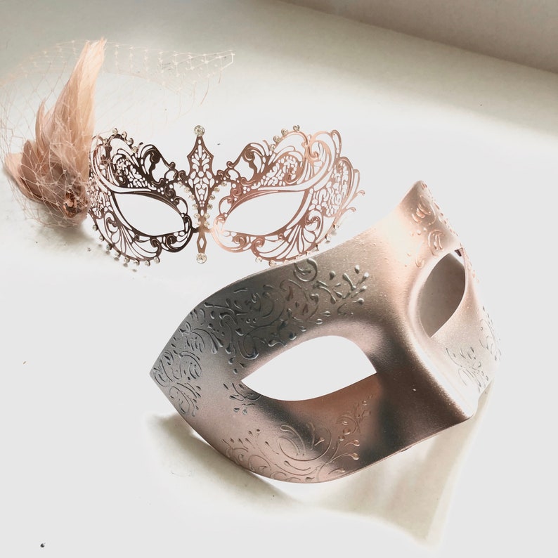 Rose Gold Masquerade Mask Champagne Couples Masquerade Mask | Etsy