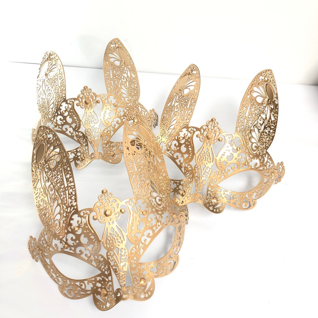 Bunny Mask, HALLOWEEN BUNNY COSTUME Masquerade Mask Black Gold Silver ...