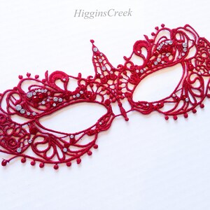 Red Lace Mask With Shimmer, Ruby and Diamonds, Venetian Masquerade Mask ...