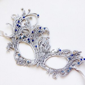 Cobalt Blue Masquerade Mask, Women's Venetian Blue Mask, Rhinestones ...