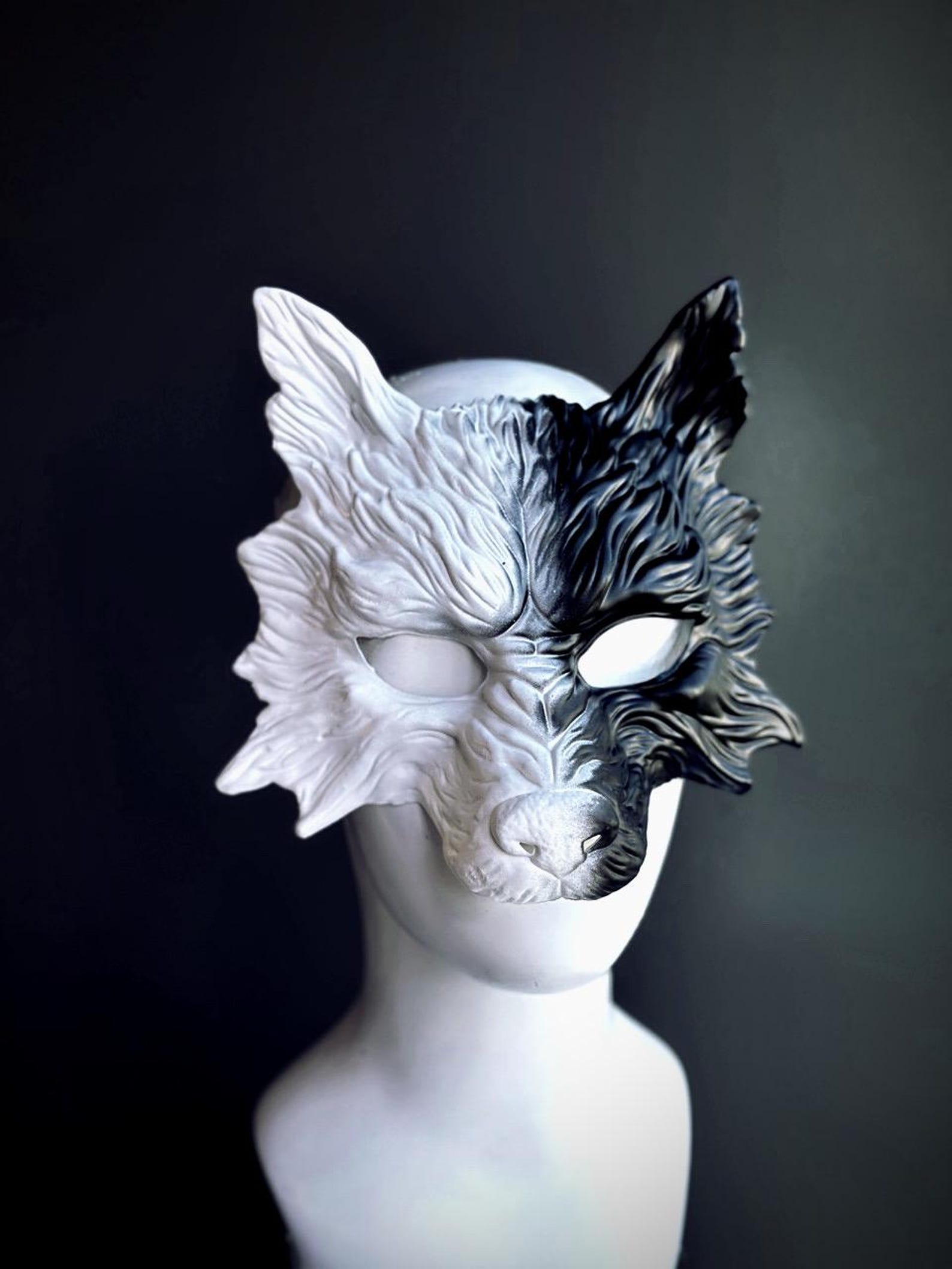 Black Werewolf Masquerade Mask Animal Roleplay Mask Halloween Costume ...