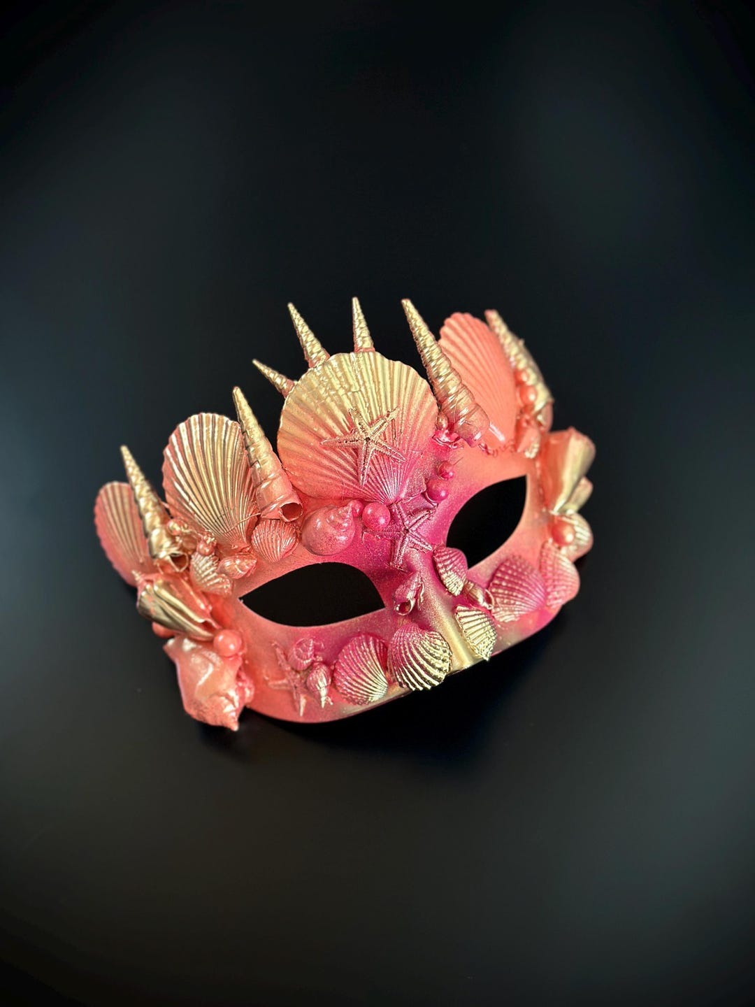 Pink Gold Mens Masquerade Mask King Trition Merman Costume Seashell ...