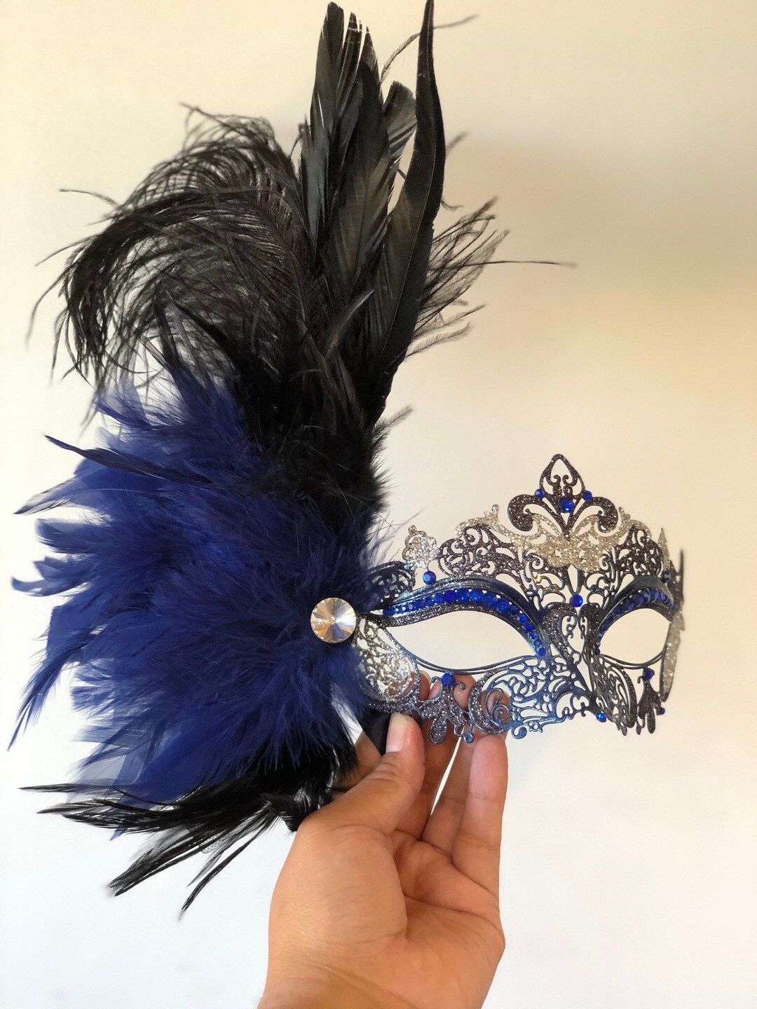 Navy Blue Couples Masquerade Masks, Black Venetian Couples Matching ...