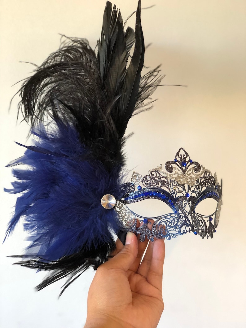 Navy Blue Couples Masquerade Masks Black Venetian Couples - Etsy