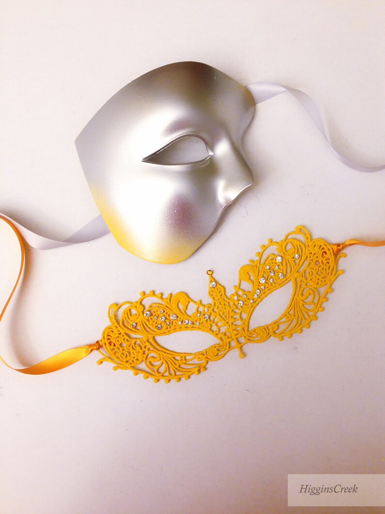 Yellow Masquerade Mask Set His & Hers Masquerade Mask Gold - Etsy