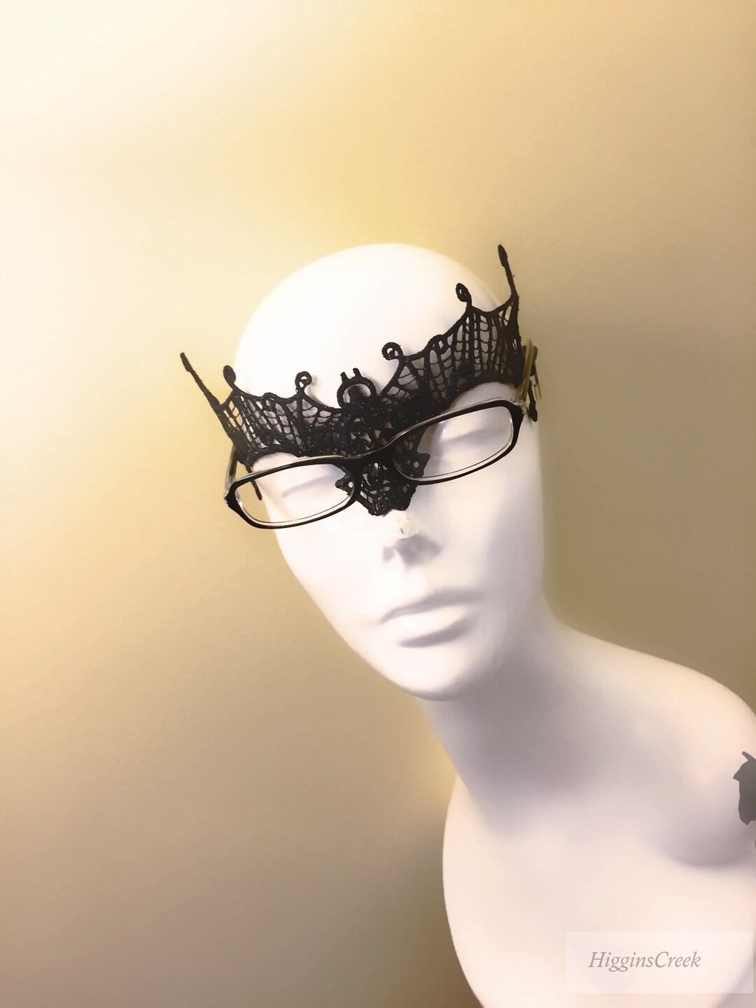 Black Lace Eyeglass Masquerade Mask - Etsy UK