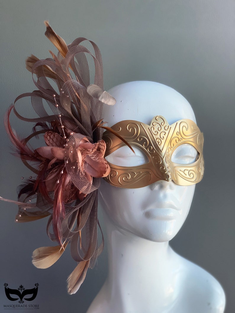 Gold Venetian Mask, Woman Masquerade Mask, Gold Prom Mask, Masquerade ...