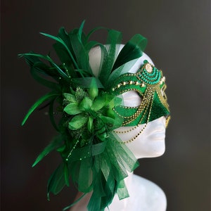 Emerald Green Masquerade Mask Womens Mask Green Feather Mask - Etsy
