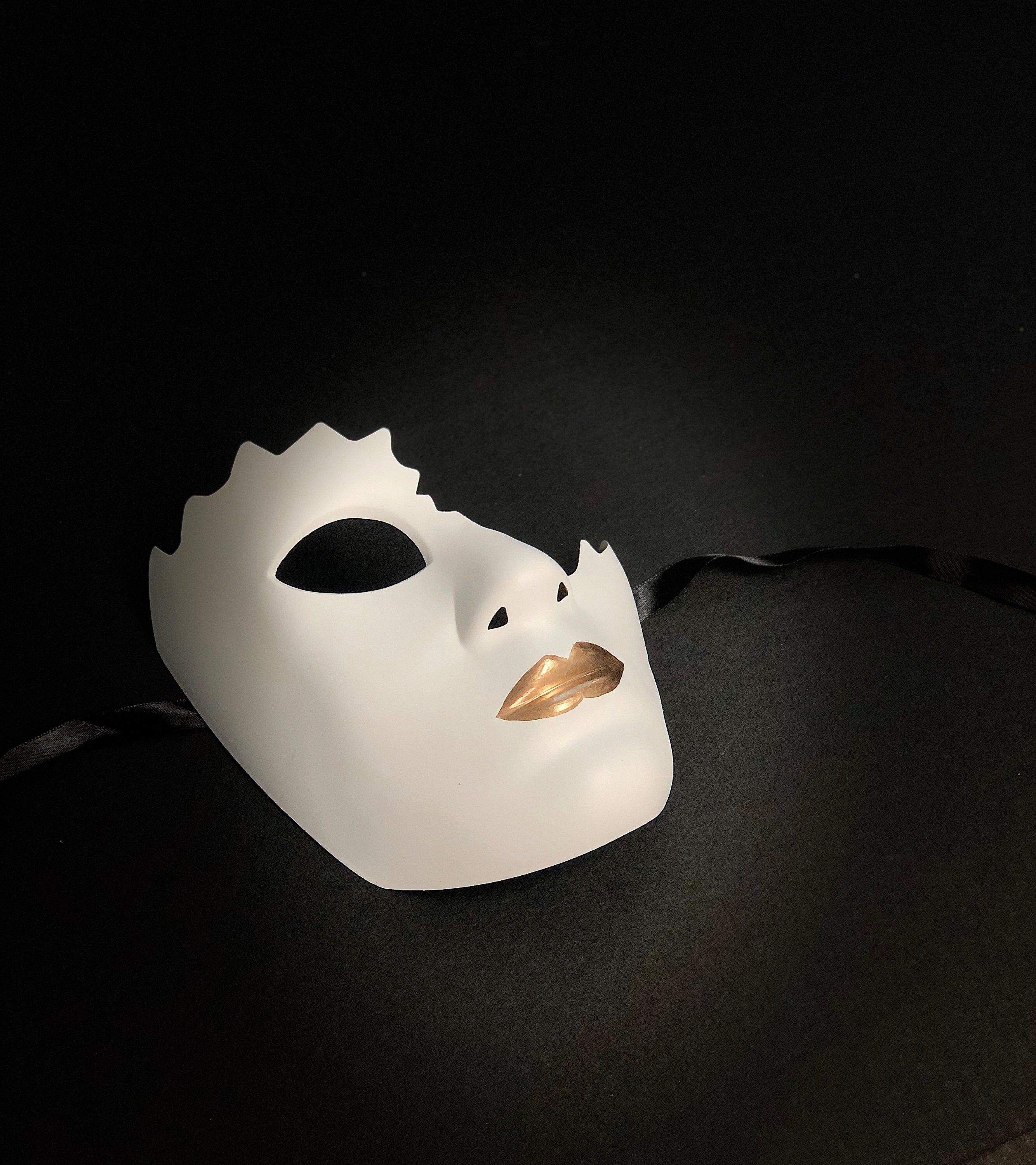 Masquerade mask Full face cover mask GOLD LIP half face Mask | Etsy