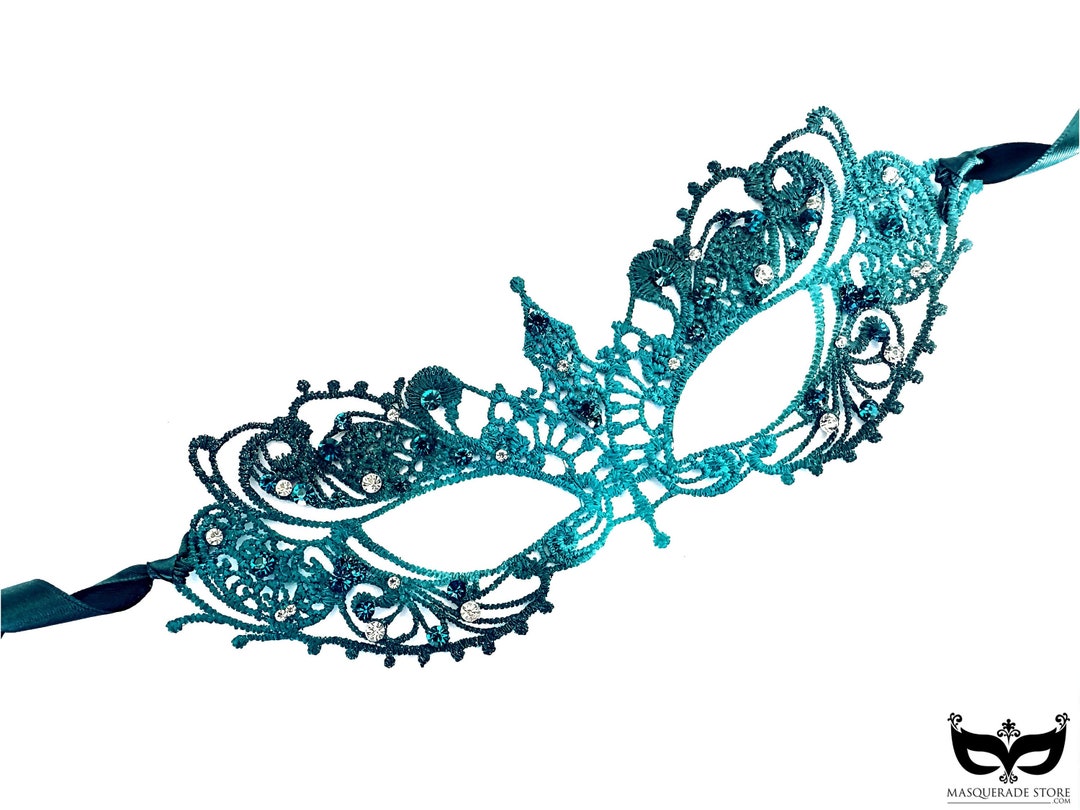 Teal Womens Masquerade Mask, Lace Mask, Elegant Mask, Masquerade Party ...