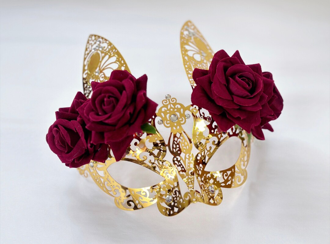Gold Masquerade Mask Bunny Elegant Bunny Mask Silver Flowers, Bunny ...
