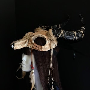 Pagan Ritual Skull Headdress, Samhain Witch Gaelic Festival Skull Crown ...