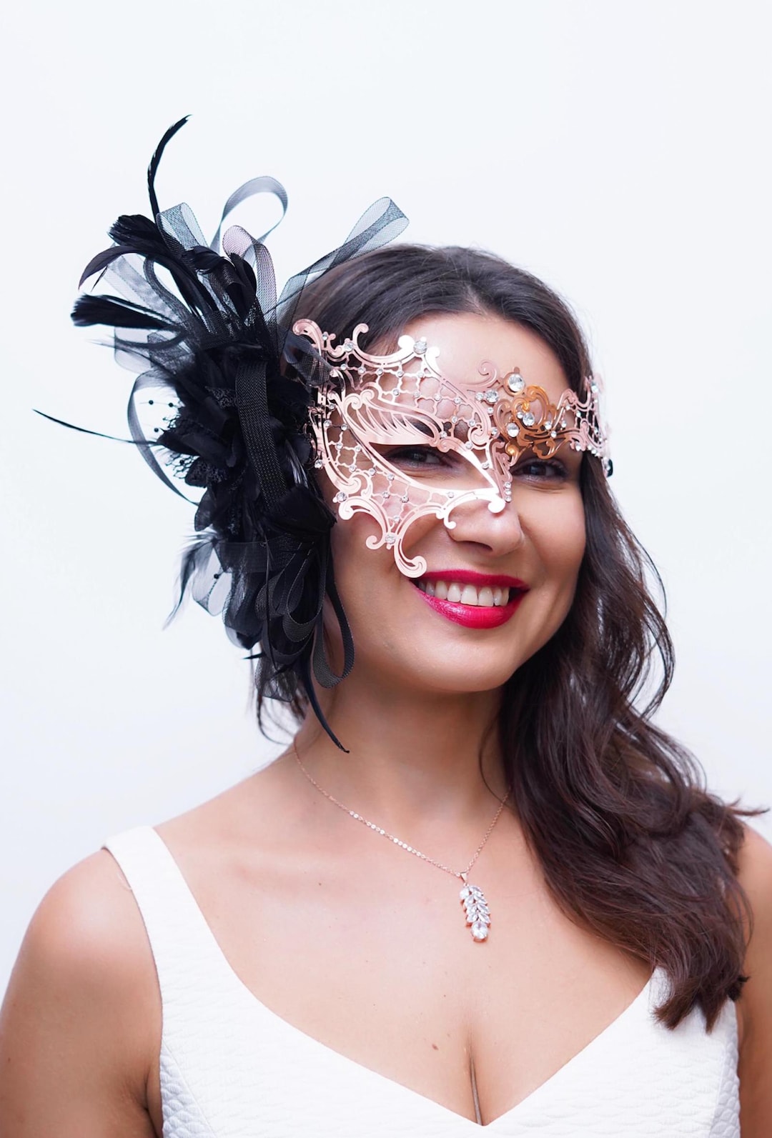 Rose Gold Metal Mask Womens Masquerade Masks Masquerade Party Black ...