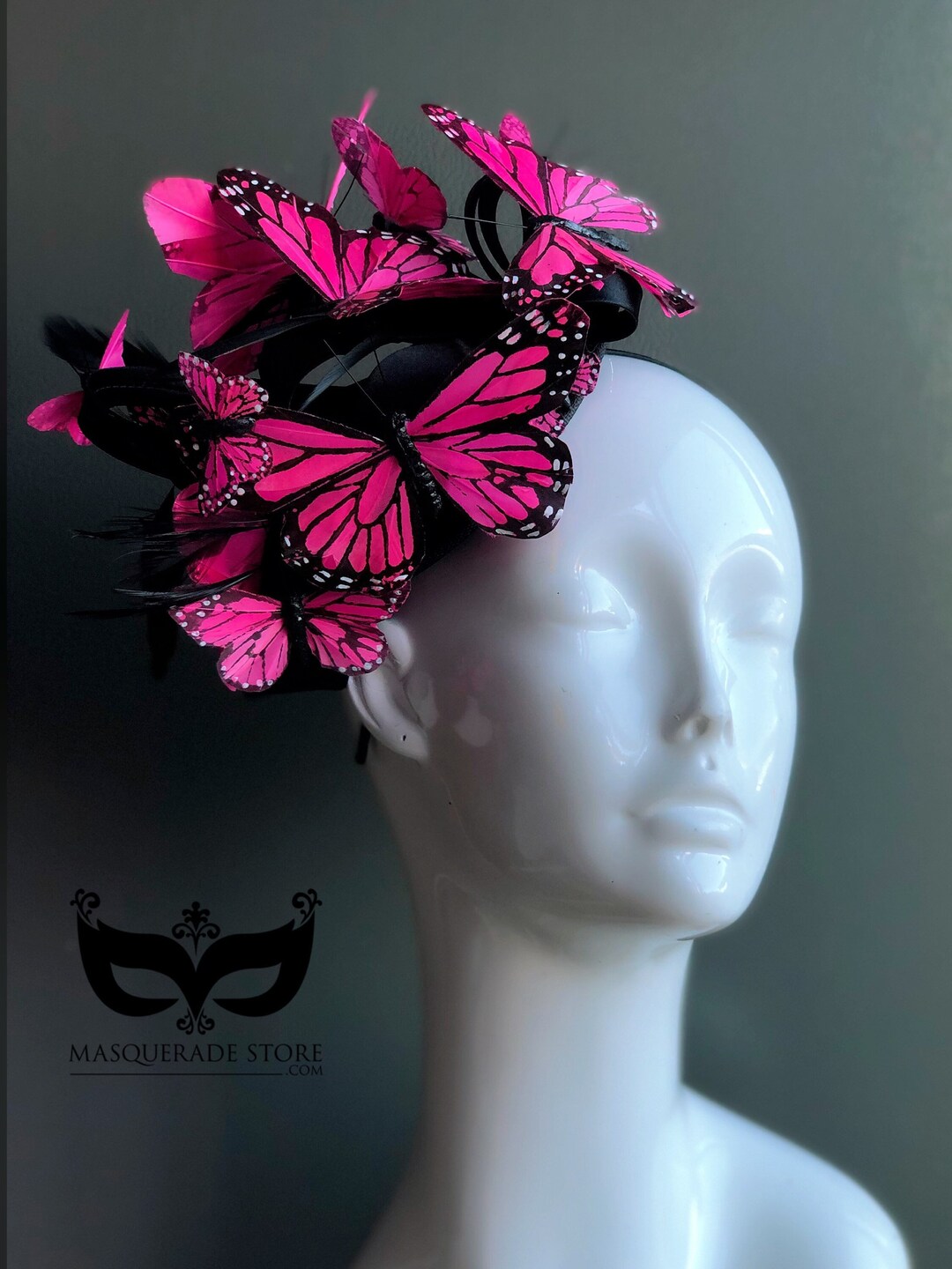 Pink Butterfly Fascinator Pink Party Hat Butterfly Headpiece, Pink ...