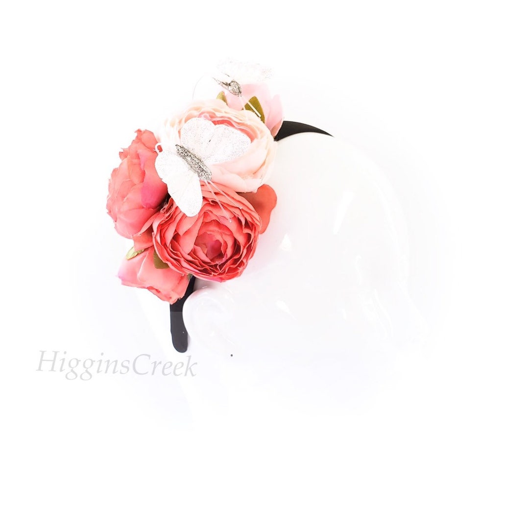 Floral Headband Floral Headband Vintage Rose Headband Burnt Pink Rose ...