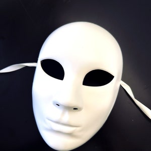 White Full Face Costume Mask, Cosplay Mask, DIY Mask, White Blank Mask ...