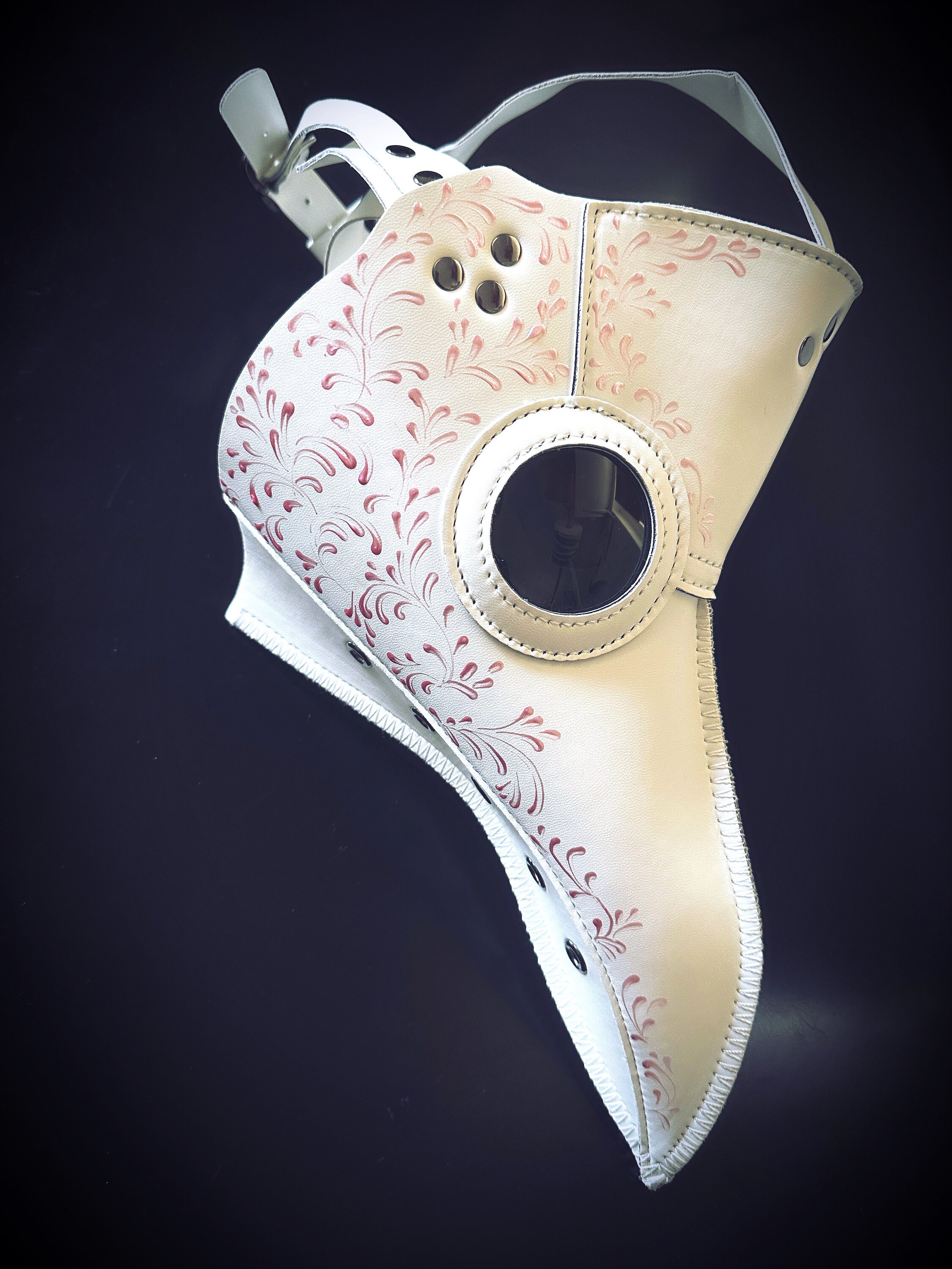 Plague Mask Halloween Costume Vegan Leather - White/pink - Adult - Etsy