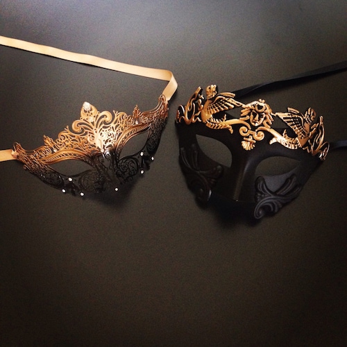 Couples Masquerade Mask Pair His and Her Mask Pair Gold/black - Etsy