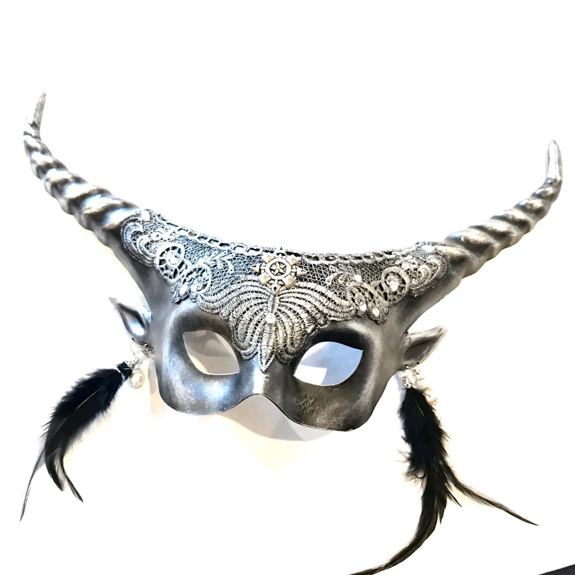 Woodland Creature Women Masquerade Mask With Horns Mythical - Etsy