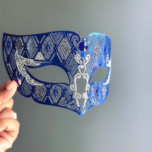 Deep Blue Couples Masquerade Masks, Navy Blue Venetian Couples Matching ...