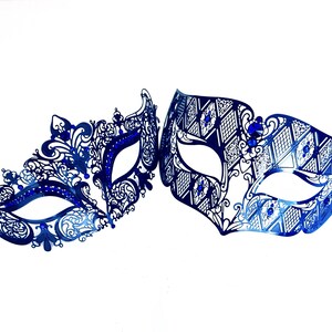 Deep Blue Couples Masquerade Masks, Navy Blue Venetian Couples Matching ...