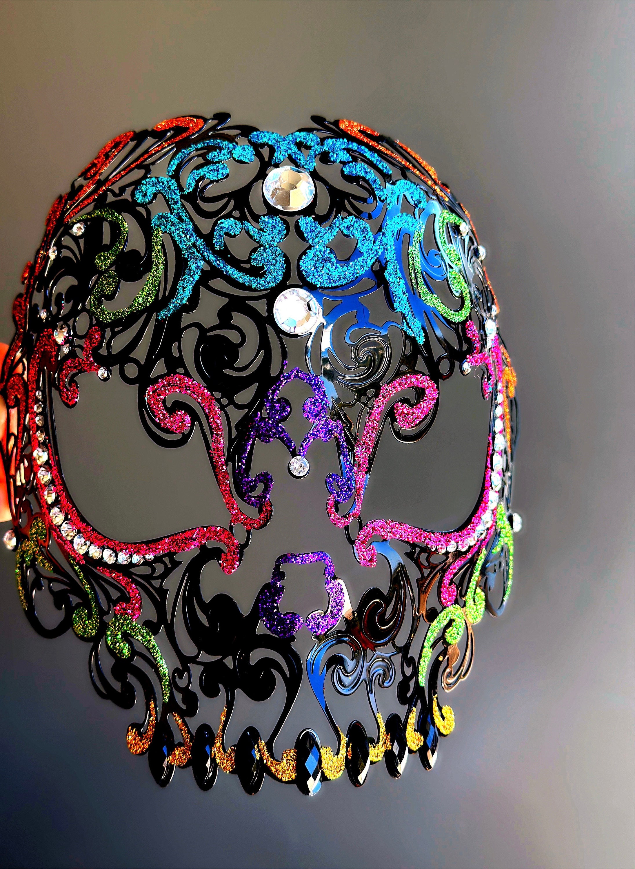 Day of the Dead Sugar Skull Mask La Mascara Colorful Masquerade Mask ...