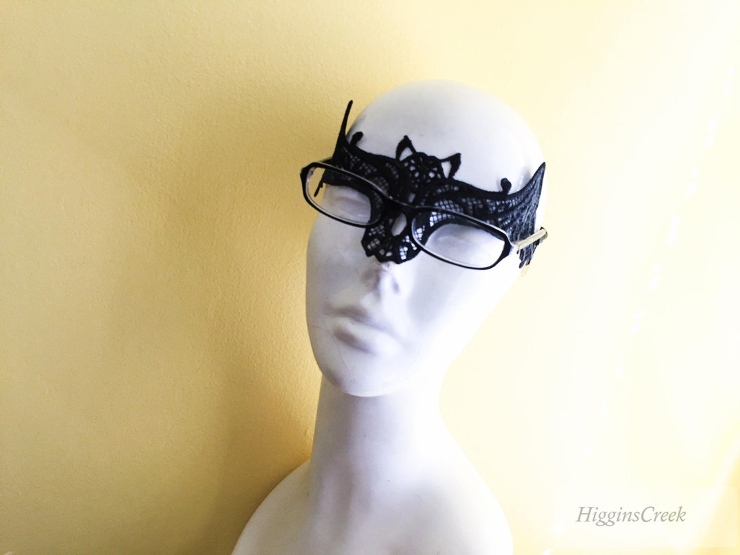 Masquerade Mask for Eye Glasses, Venetian Lace Mask for Glasses, Mask ...