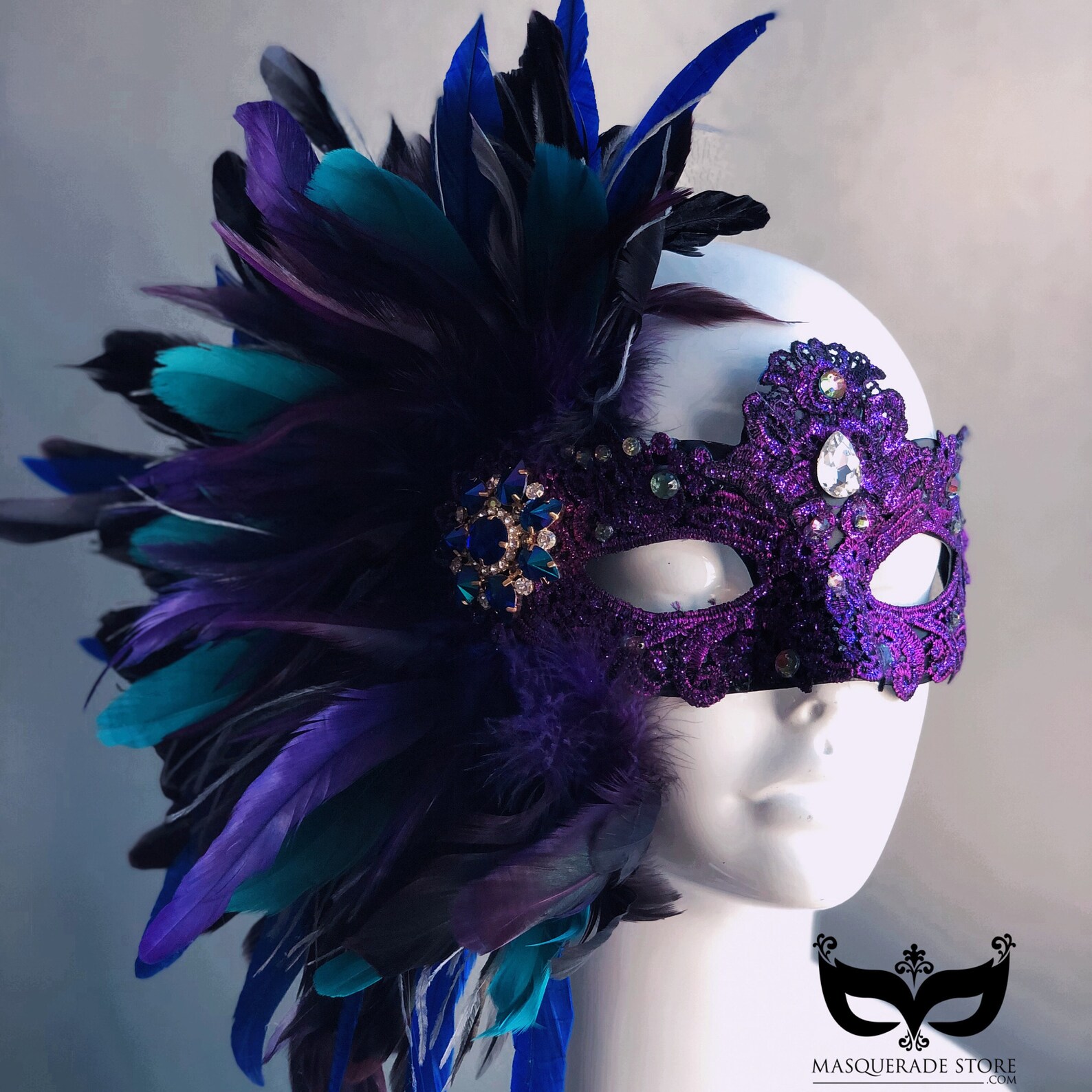 Stunning Masquerade Mask Purple Turquoise Mask Unique Mix Teal - Etsy
