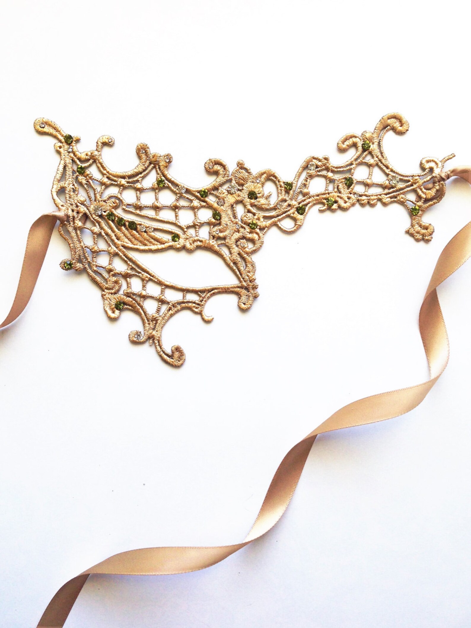 Elegant Macrame Lace Mask With Diamonds Masquerade Mask - Etsy