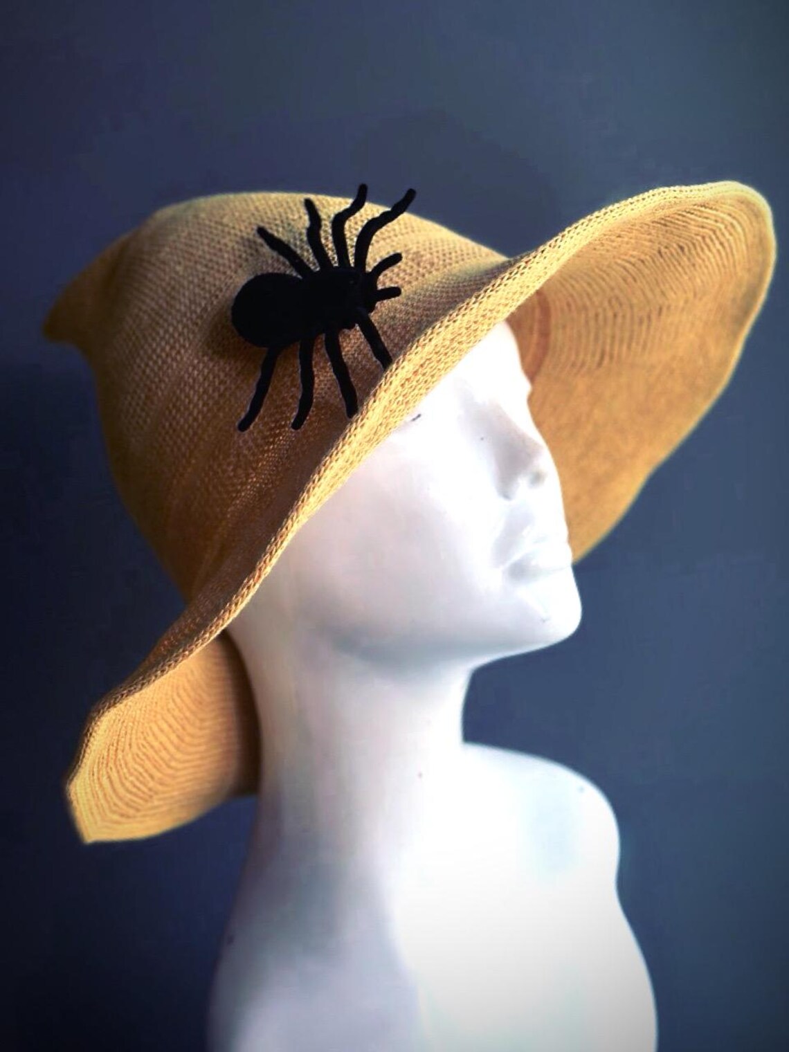 Halloween Costume - Orange Witch Hat Floral Witch Hat - Woolblend Witch ...