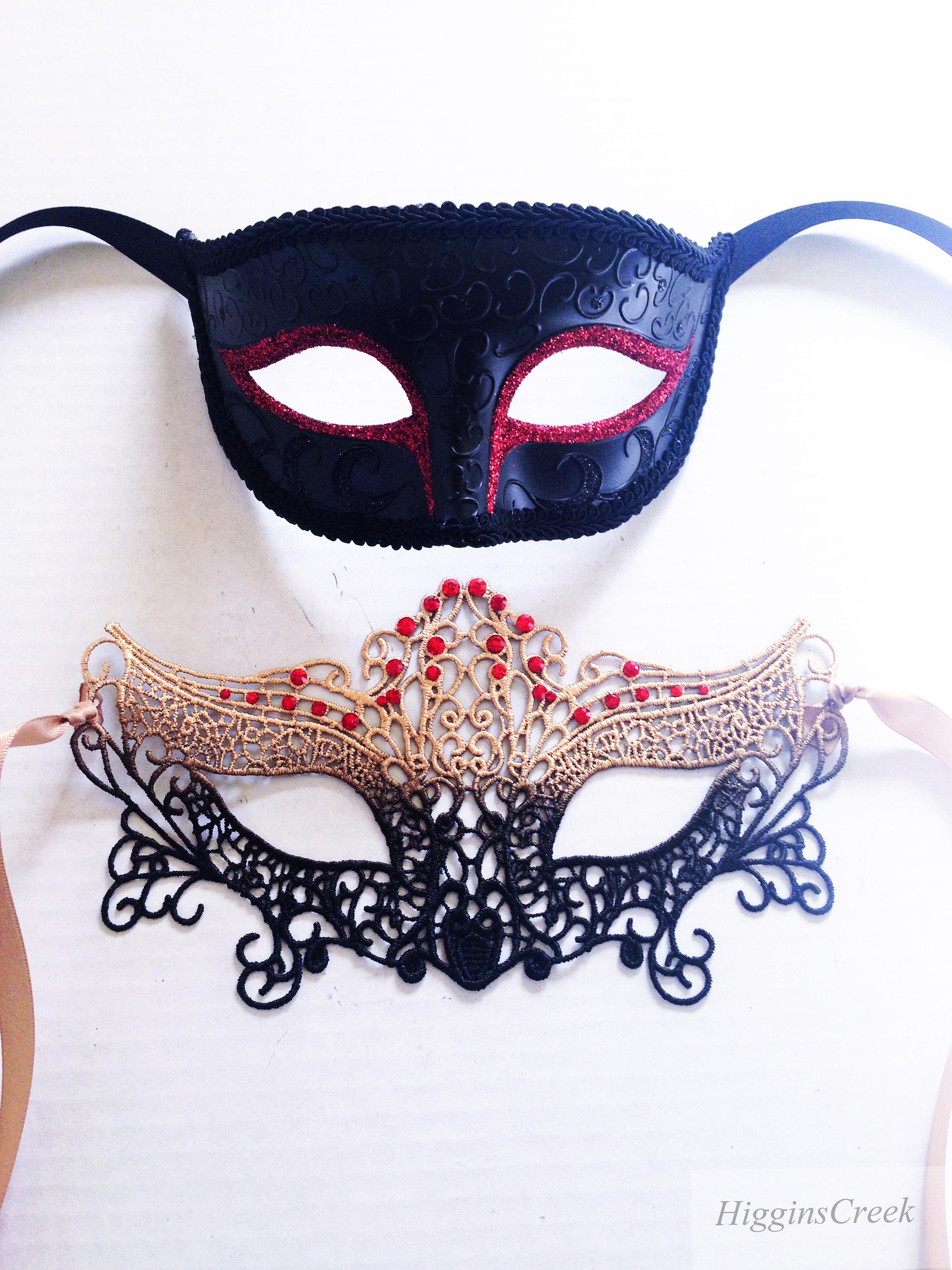 Black And Red Lace Masquerade Masks