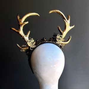Whimsical Deer Antler Headpiece, Renfaire Deer Headband, Magical ...