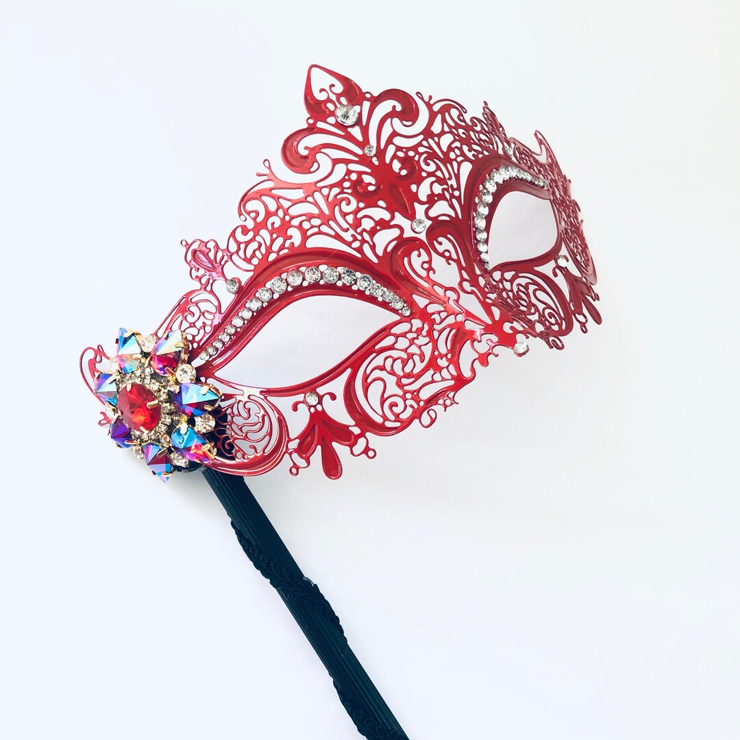 Red Masquerade Mask Women Ball Party Mask Red Halloween Mask Birthday ...