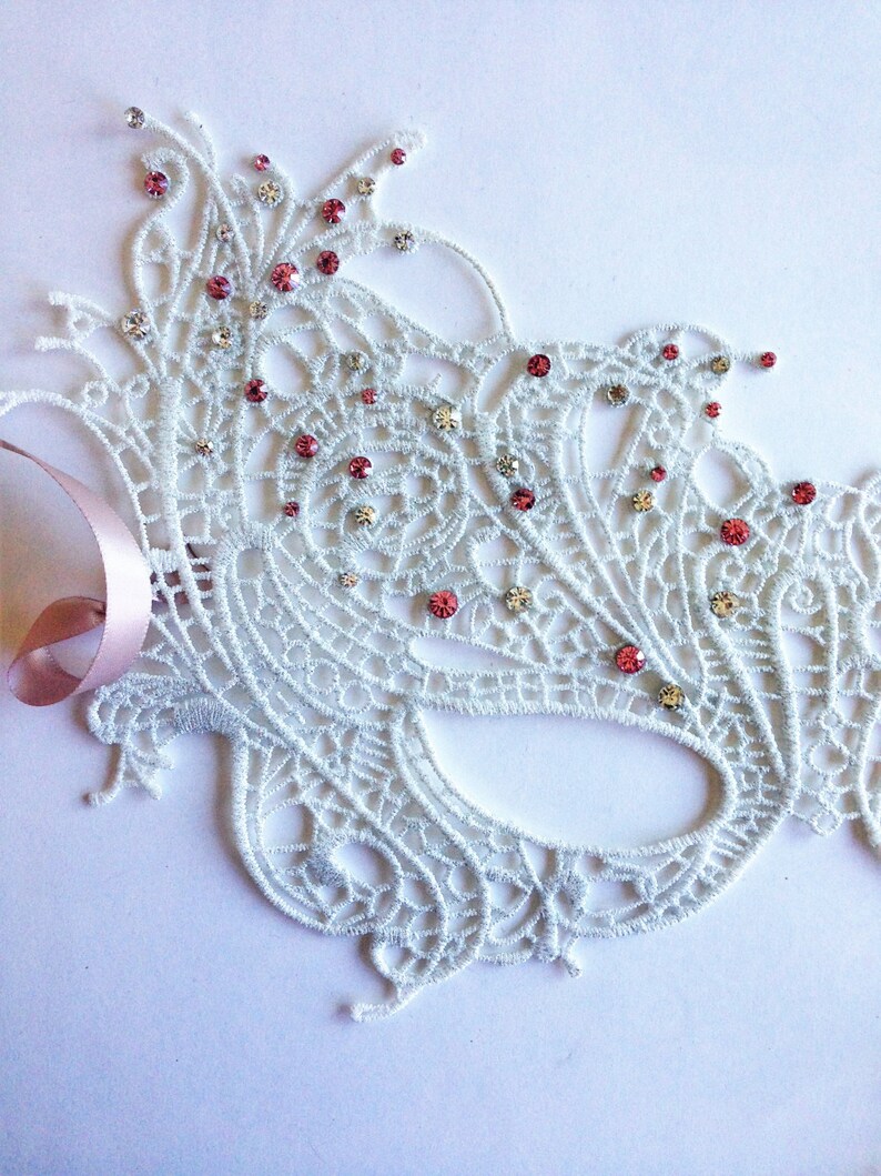 White Shimmer Lace Masks, Swan Masquerade Ball Mask Sexy Swan Lace Mask ...