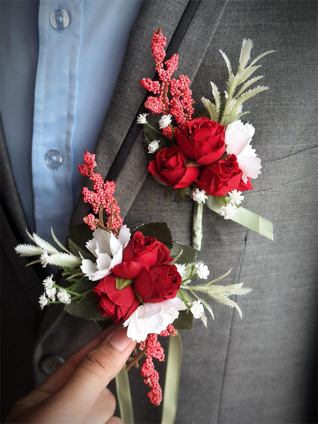 Rose Corsage Red Corsage Prom Boutonniere Prom Corsage - Etsy