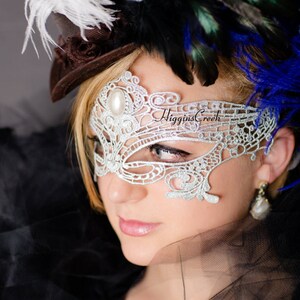 PEARL Lace Mask, Gold Silver Lace Masquerade Mask, Womens Mask, Gold ...