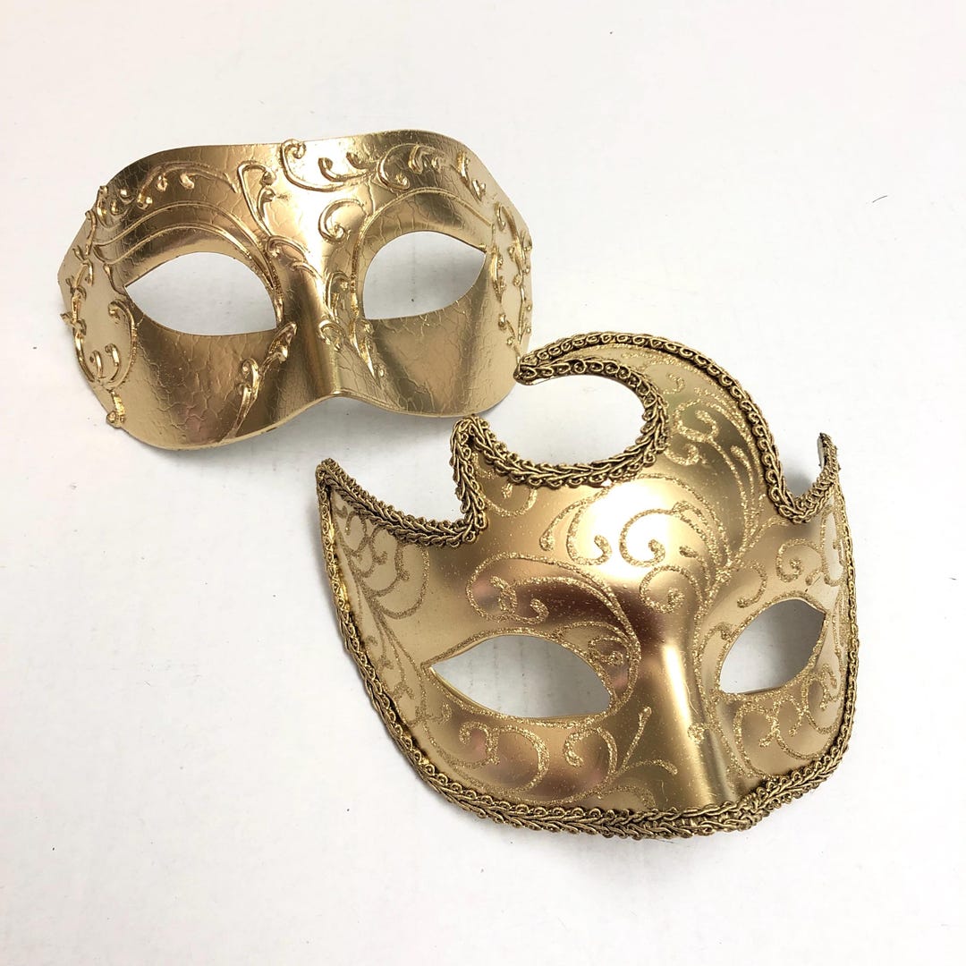 Golden Duo Masquerade Masks for Couples - Venetian Couples Mask Pair - Etsy