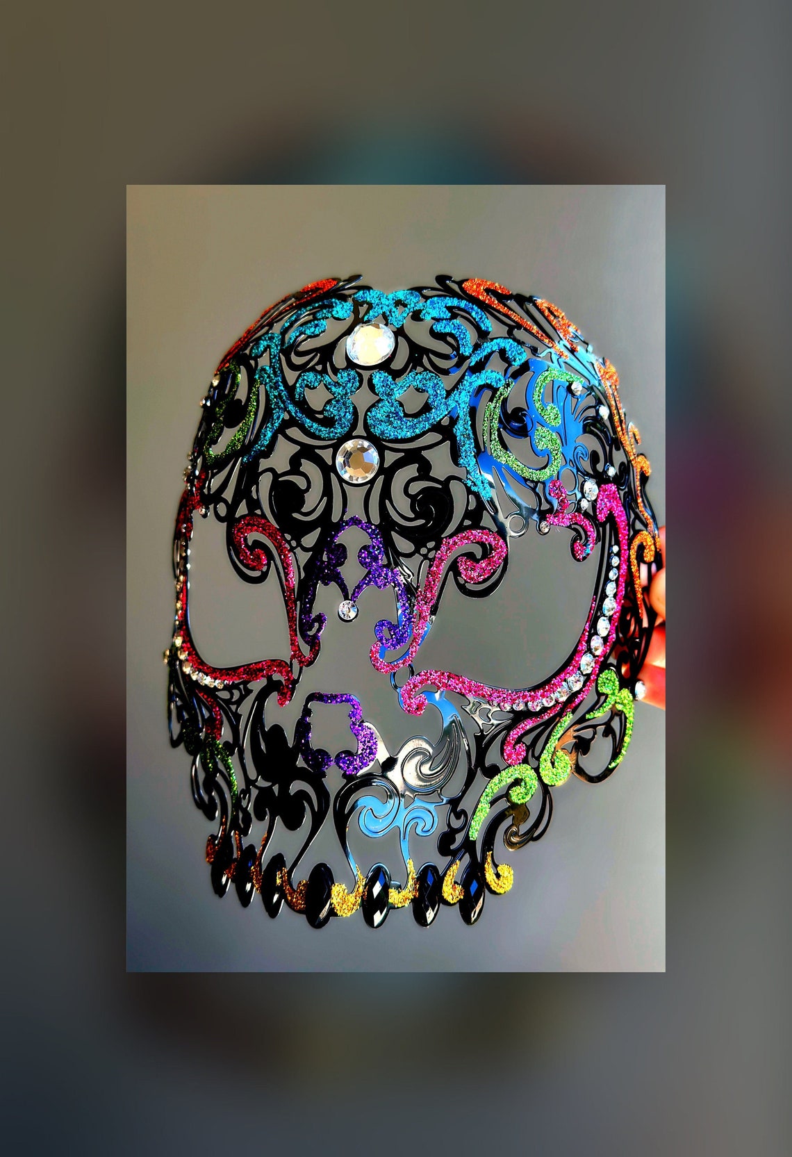 Day of the Dead Sugar Skull Mask La Mascara Colorful Masquerade Mask ...