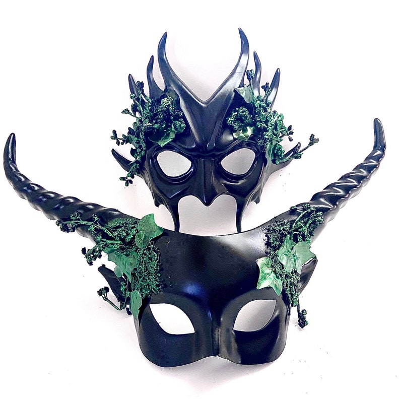 Mythical Forest Creature Horned Masquerade Mask Set - Etsy