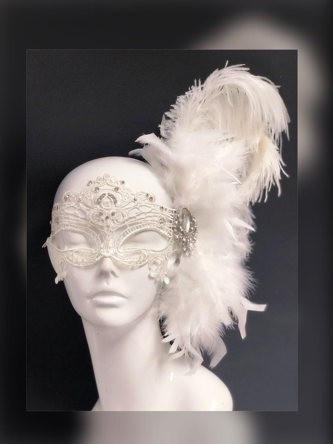 White Masquerade Mask Woman Diner En Blanc Masks White Wedding Masks ...
