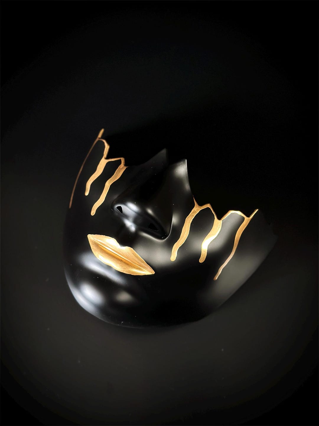 Gold Tear Drop Masquerade Mask Unisex Mouth Guard Mask Cracked Half ...