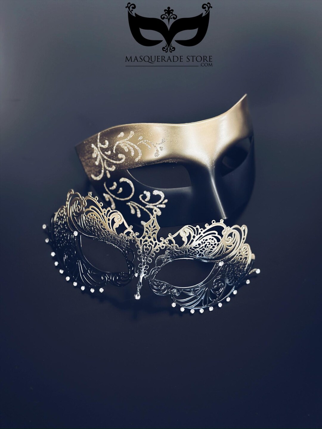Gold Ombre Couples Masquerade Masks Gold Filigree His & Hers Mask Set ...